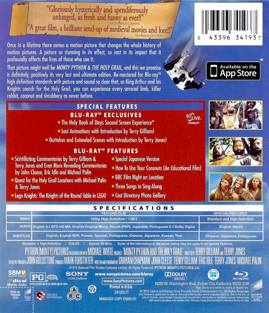 Monty Python and the Holy Grail Blu-ray – fílmico