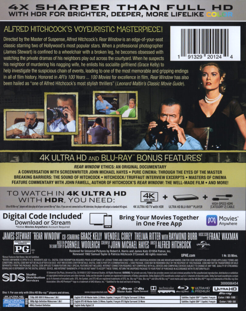 Rear Window UHD4K + Blu-Ray (Steelbook) – fílmico