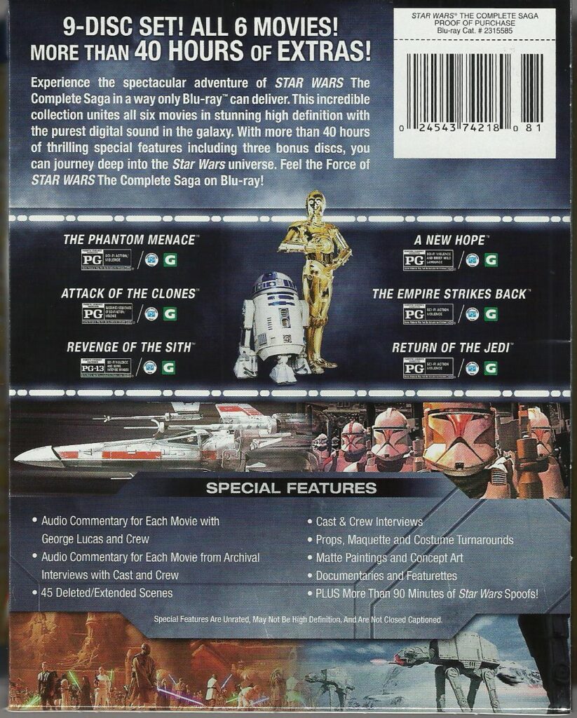 Star Wars: The Complete Saga Blu-Ray (reissue) – fílmico
