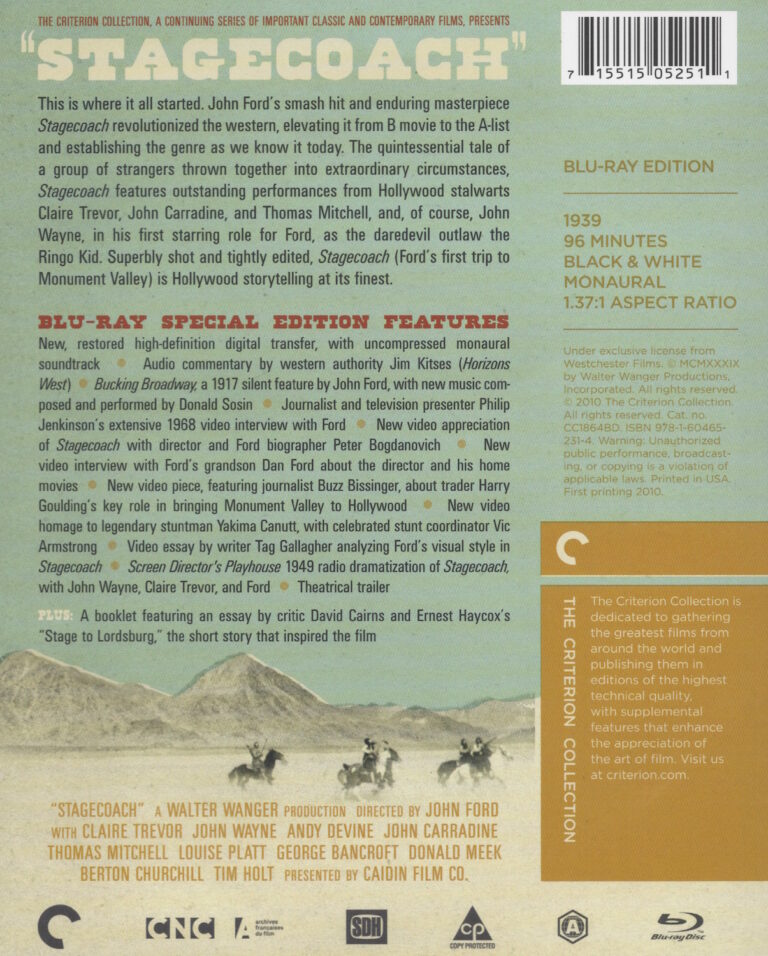 Stagecoach Blu-Ray (The Criterion Collection) – fílmico
