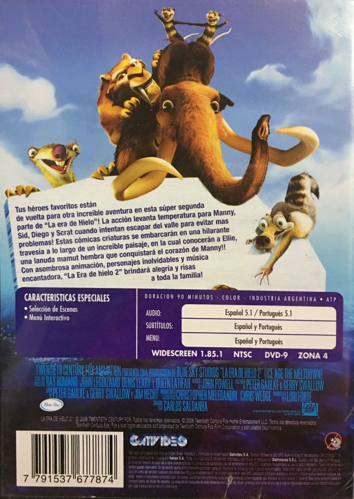 Ice Age 2: The Meltdown (La Era del Hielo 2) DVD – fílmico