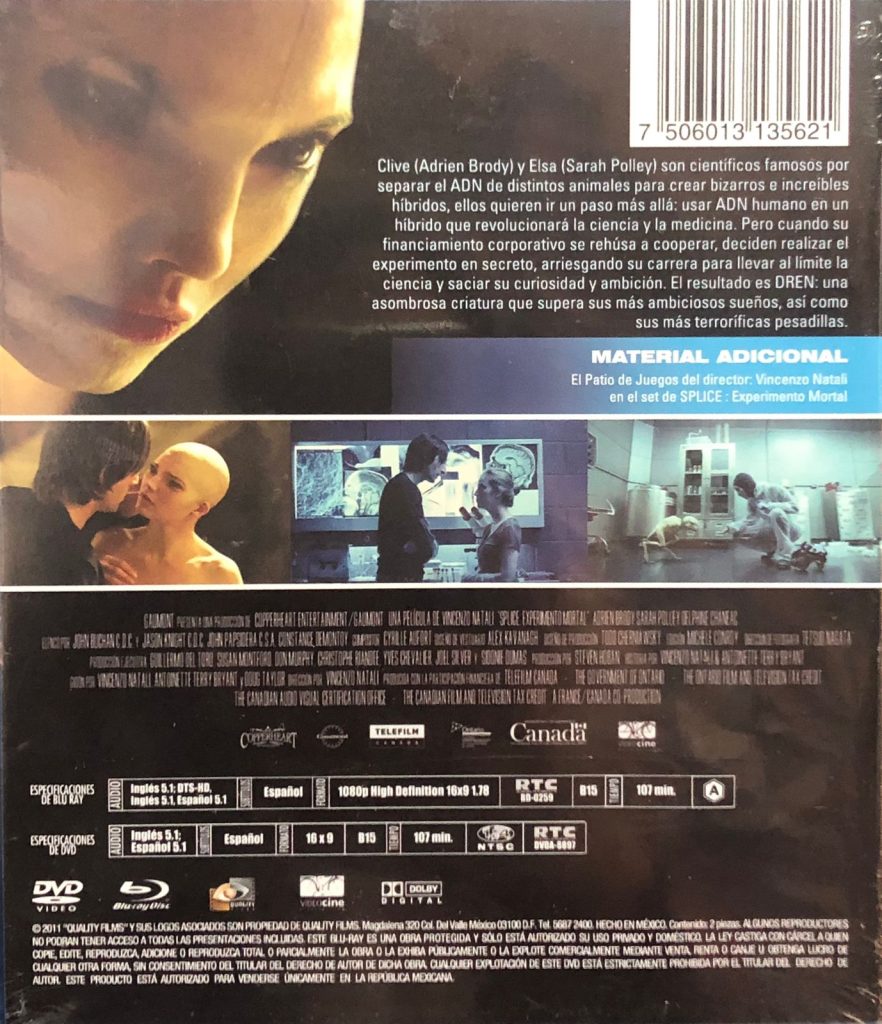 Splice (Splice, Experimento Mortal) Blu-Ray + DVD – fílmico